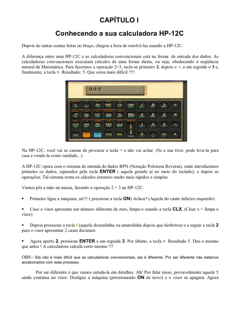 HP 12C Manual | PDF | Exponenciação | Ensino de Matemática