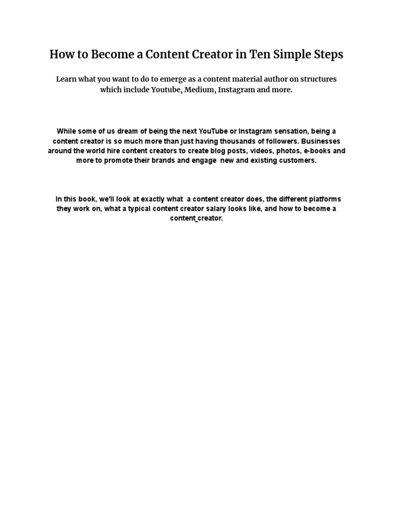 How To BECOME A SUCCESSFUL CONTENT CREATOR | PDF | Popular Culture ...