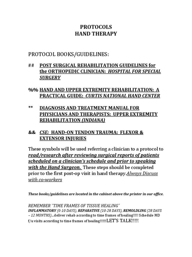 Hand Therapy Protocols | Download Free PDF | Anatomical Terms Of Motion ...