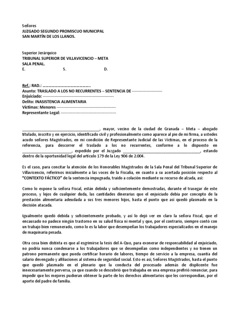 Víctima Descorrer Traslado A No Recurrentes, Cuando Olvidó Apelar ...