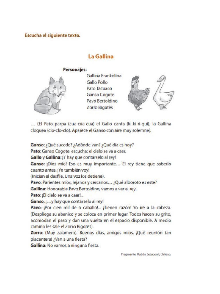 Comprension Lectora La Gallina | PDF