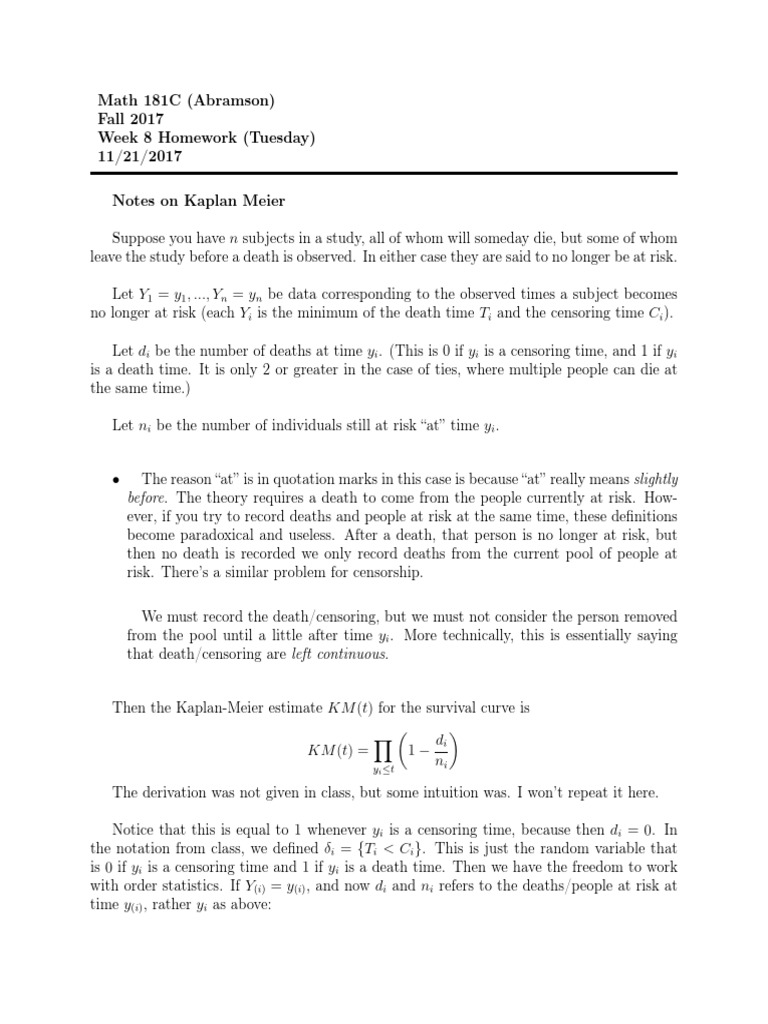 Kaplan Meier PDF | PDF | Analysis | Scientific Method