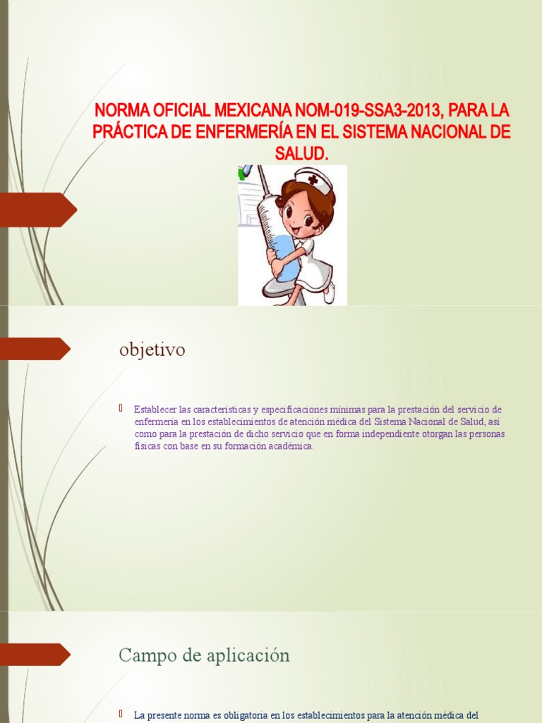 Norma Oficial Mexicana Nom-019-Ssa3-2013, para La Práctica | PDF | Enfermería | Licenciatura