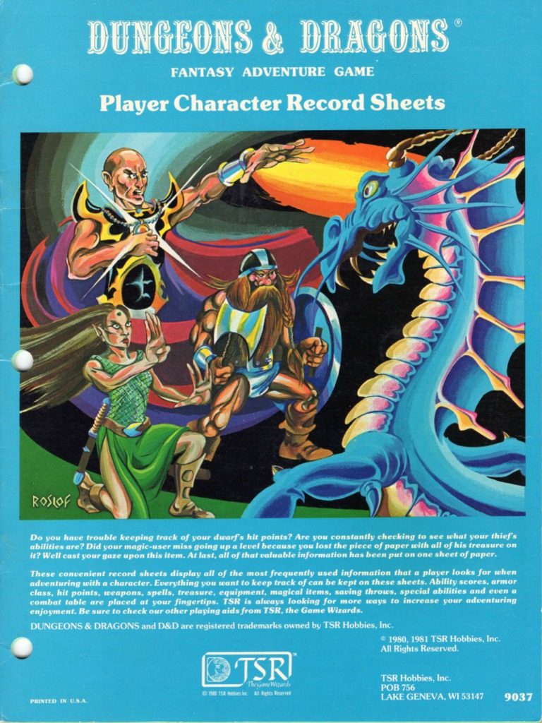 9037 Player Character Record Sheets | PDF