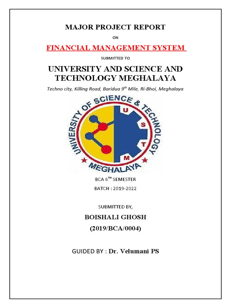 MAJOR PROJECT REPORT (Financial Management System) | PDF | Software ...