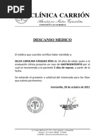 Certificado de Descanso Médico por Gastroenteritis | PDF | Medicina ...