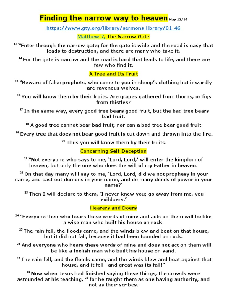 The Narrow Way: Examining the Difference Between True and False ...