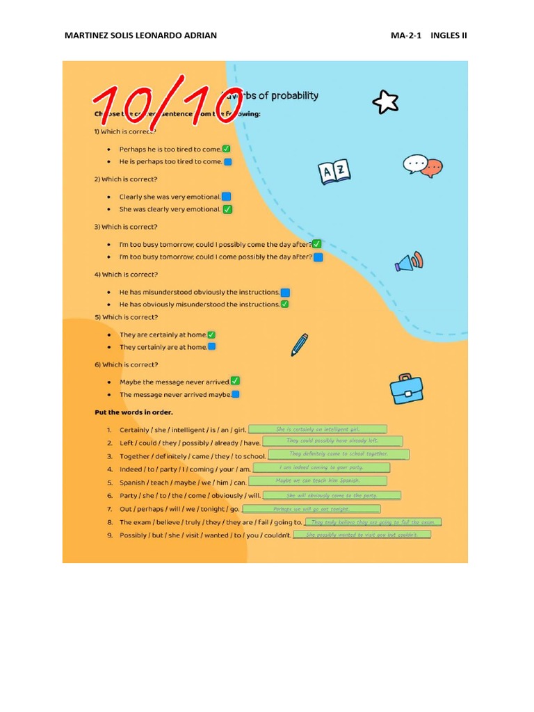 Adverbs of Probability Exercises | PDF