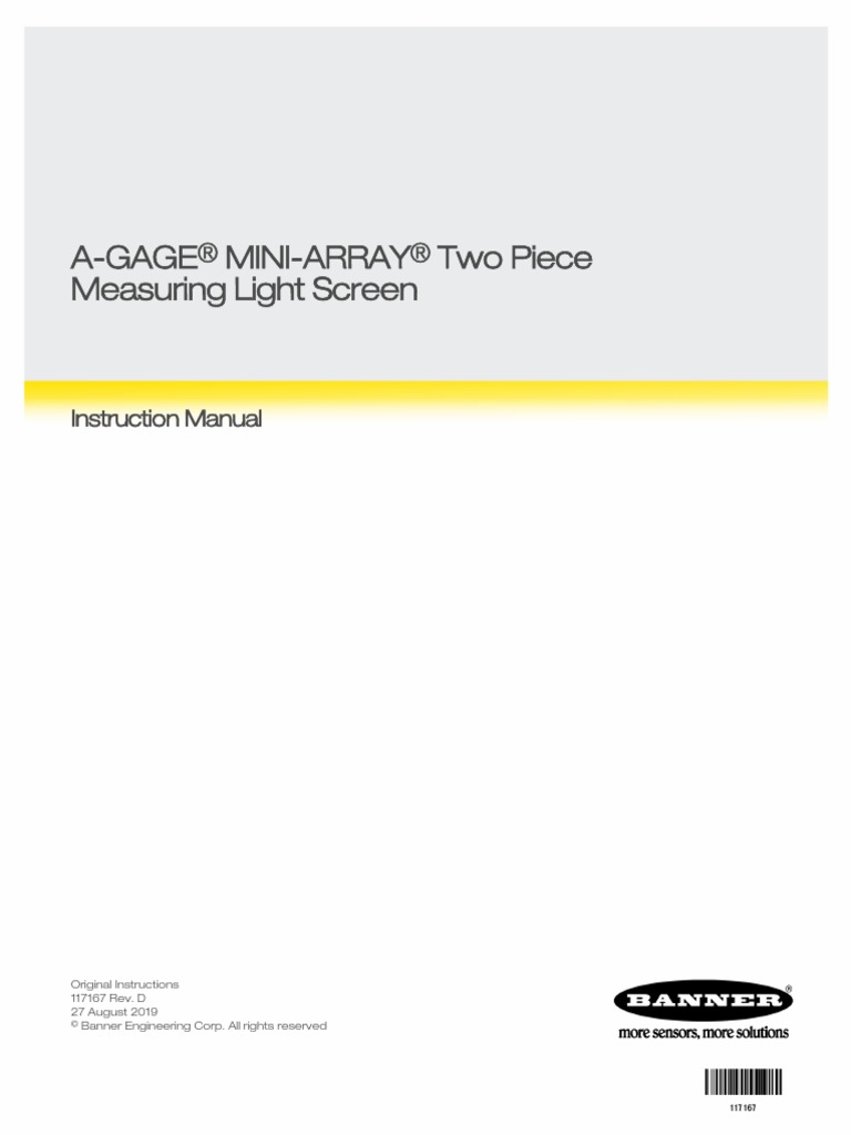 A-Gage Mini-Array Two Piece Measuring Light Screen: Instruction Manual ...