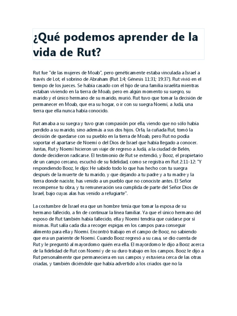 Qué Podemos Aprender de La Vida de Rut | PDF | Noemí (figura bíblica)
