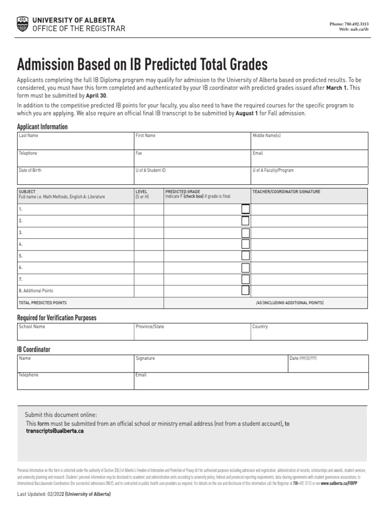 IB Predicted Grades Submission Form | PDF | University And College ...