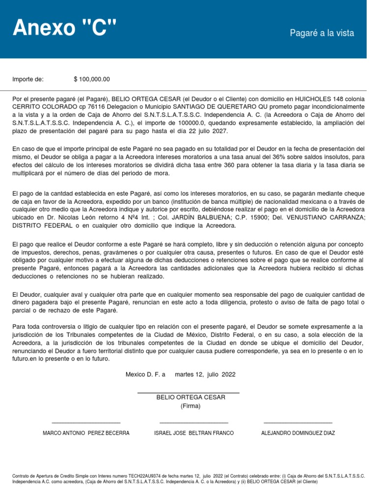 Anexo CPagare | PDF | Bancos | Economias