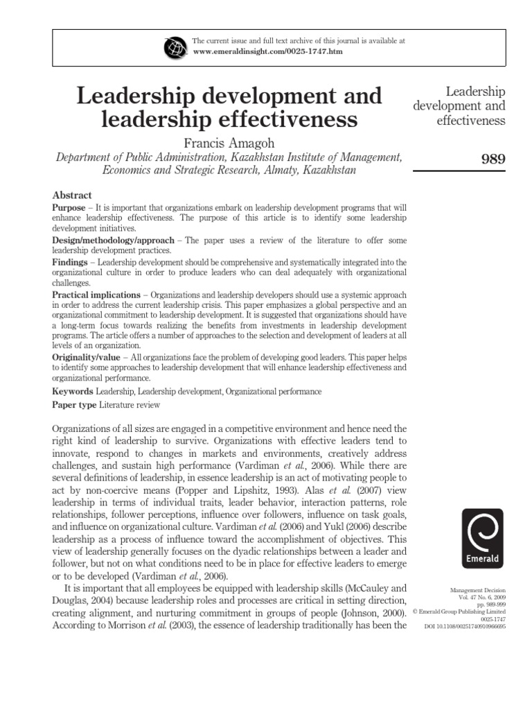 10-1108 - 00251740910966695 Leadership Development Leadership ...