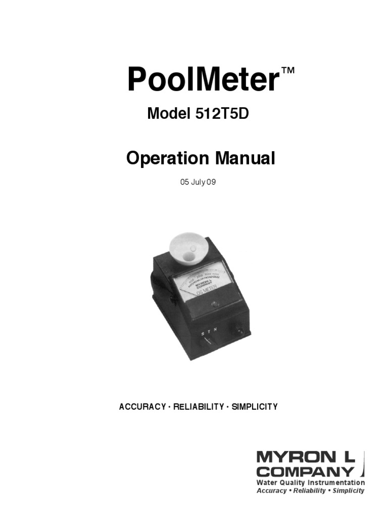 Poolmeter: Operation Manual | PDF | Calibration | Water