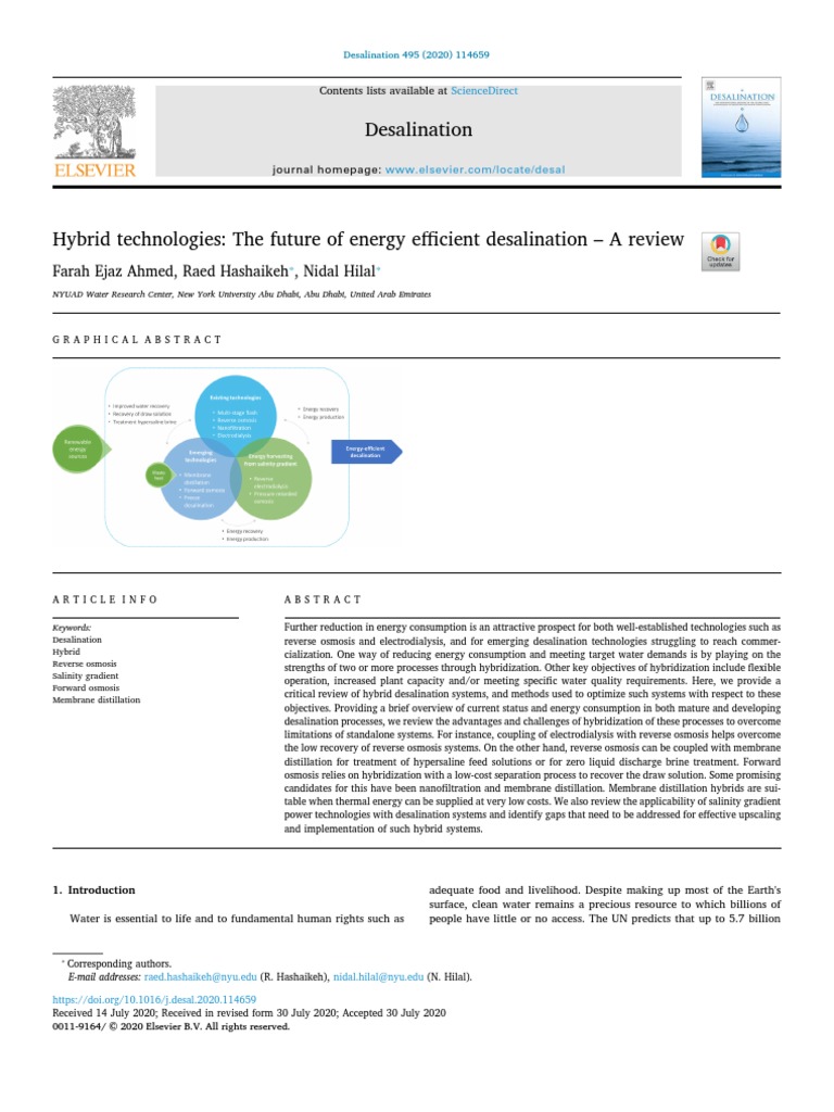 Desalination: Farah Ejaz Ahmed, Raed Hashaikeh, Nidal Hilal T | PDF ...