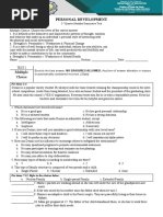 PERDEV Periodical EXAM 1ST QUARTER EXAM | PDF | Id | Adolescence