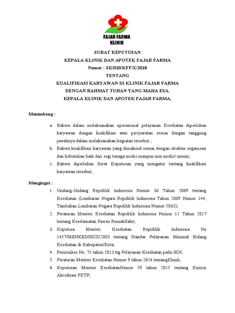 SK 010 Kualifikasi Karyawan | PDF