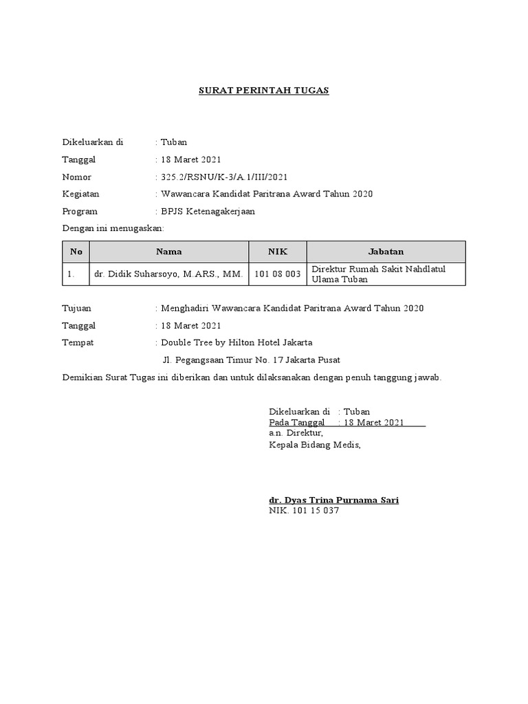 SURAT PERINTAH TUGAS Dan SPPD | PDF