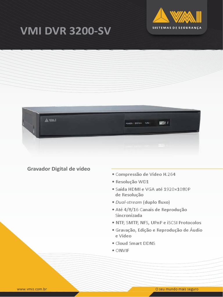 Datasheet VMI DVR 3200 SV | PDF | HDMI | Câmera de vídeo digital