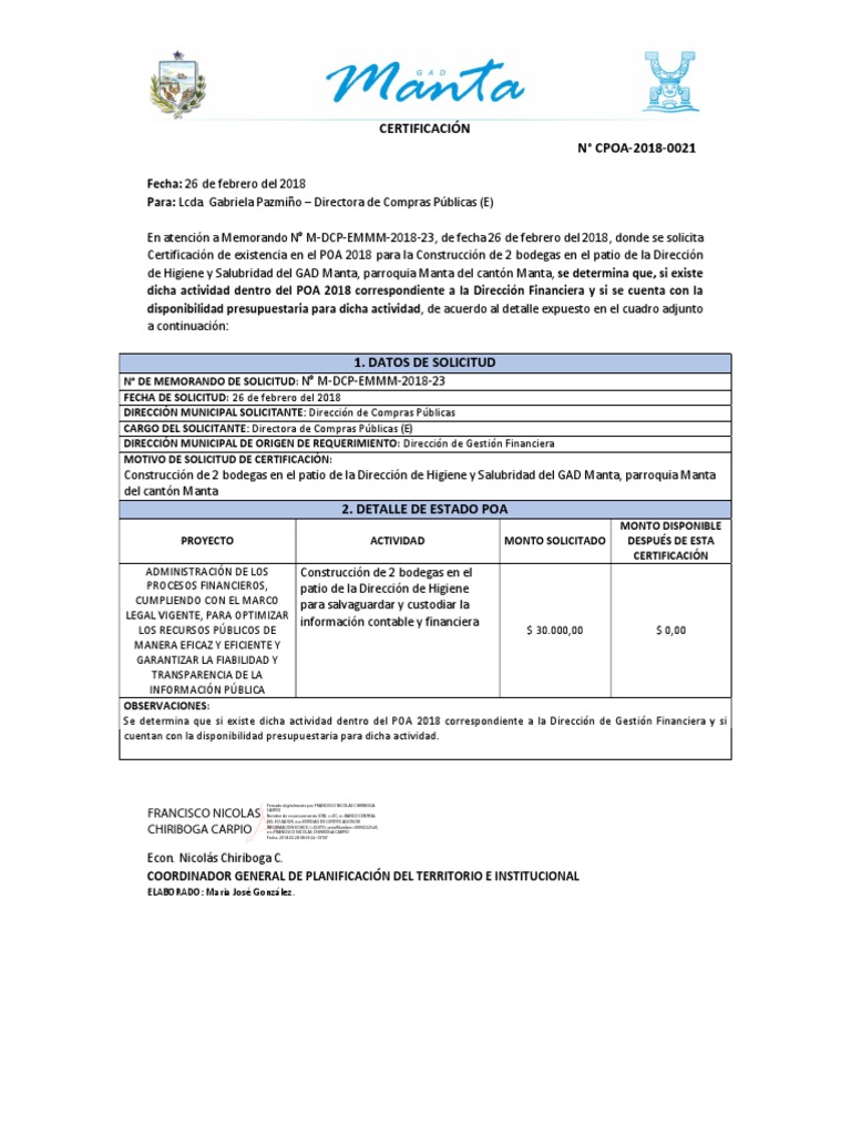Certificado Poa | PDF