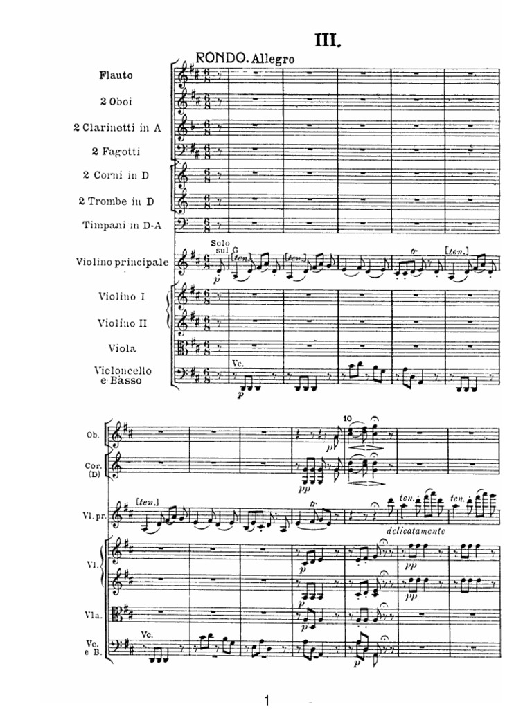 Violin Concerto in D Major | PDF | Concerto | Compositions For Orchestra