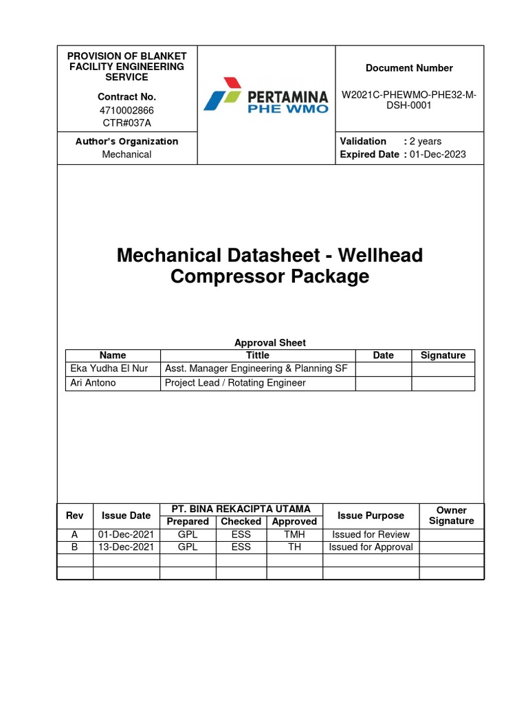 Mechanical Datasheet - Wellhead Compressor Package Rev B | PDF | Pump ...