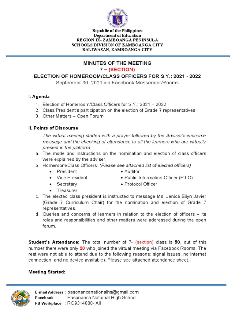 Grade 7 Class Officer Elections | PDF | Computing | Communication