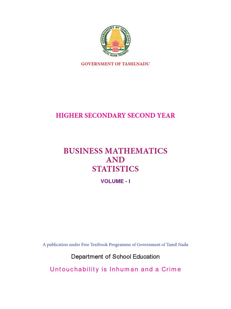 TN Board Samacheer Kalvi Class12 Business Mathematics and Statistics ...