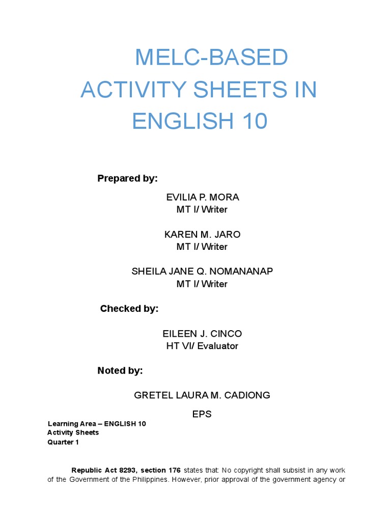 G 10 As-English-10-Q1-Final-Copy-Reproduction | PDF | Grammatical ...