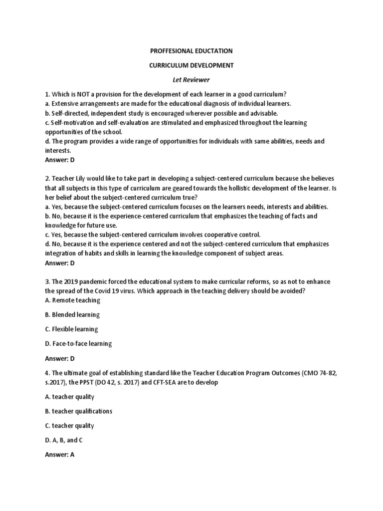 Professional Education-Curriculum Development (Let Reviewer) | PDF ...