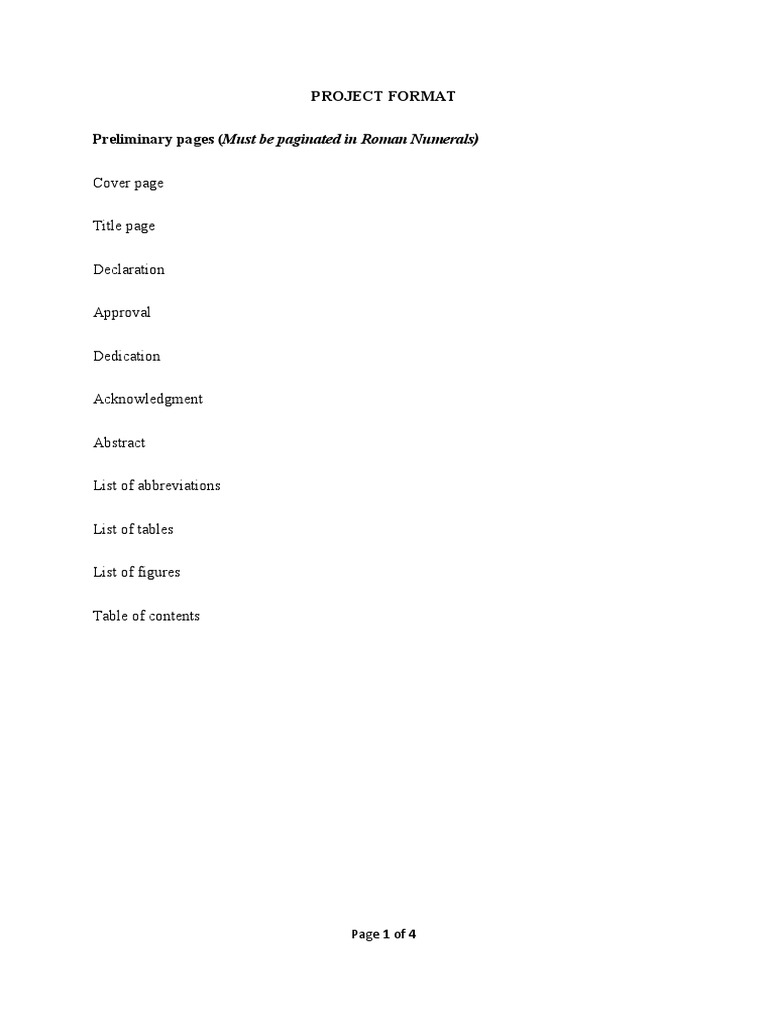 Cover Page Title Page Declaration Approval Dedication Acknowledgment ...
