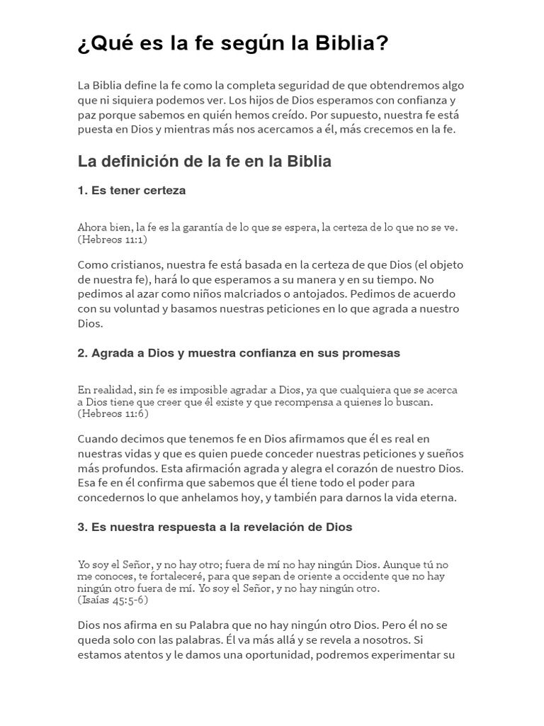 Definición de la fe según la Biblia | PDF | Fe | Dios