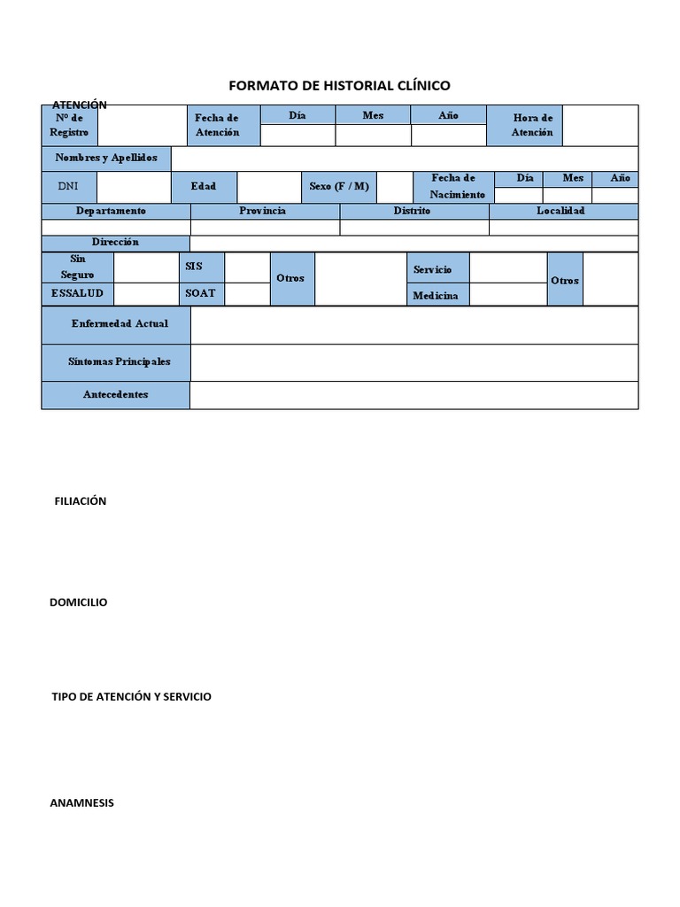 Formato de Historial Clínico | PDF