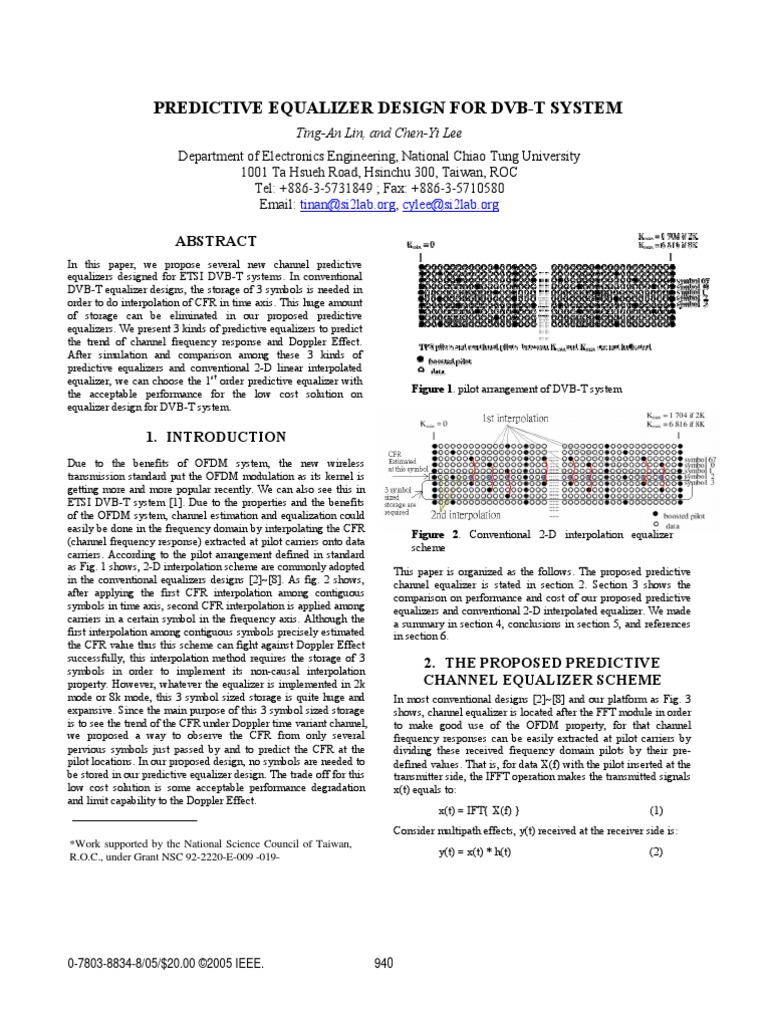 Predictive Equalizer Design For DVB-T System | PDF | Orthogonal Frequency Division Multiplexing ...