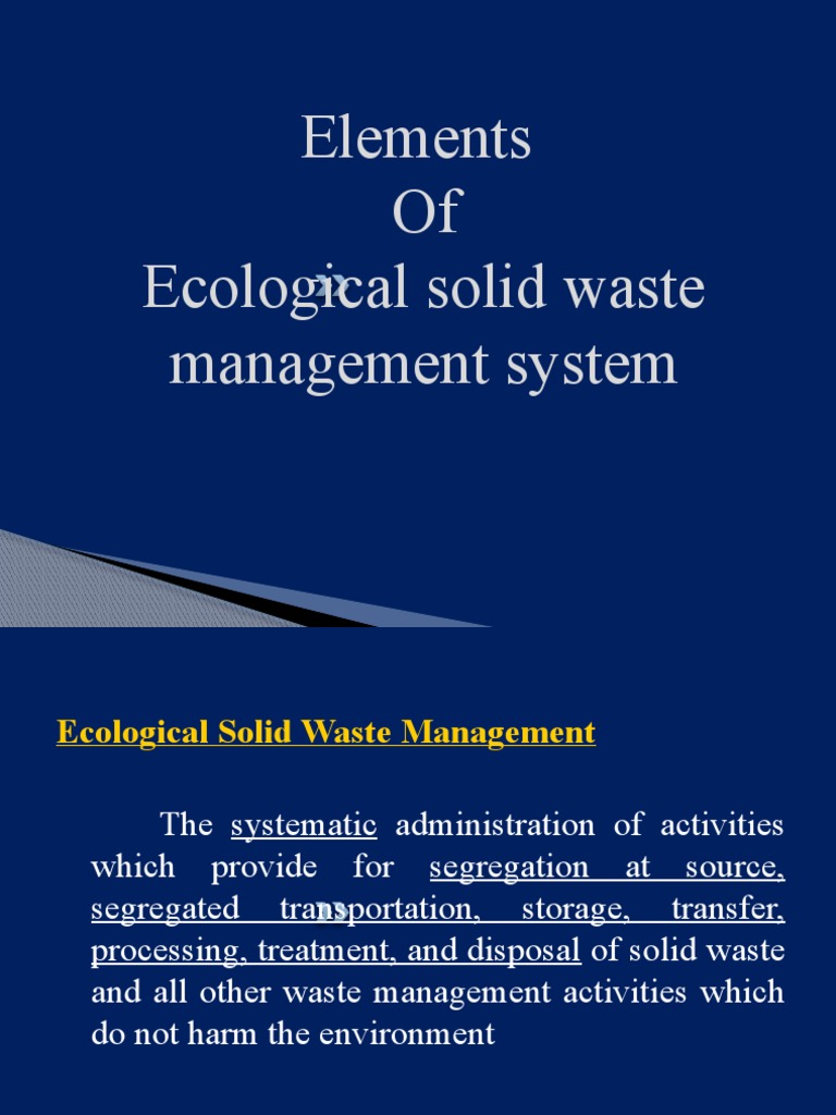 Elements of Ecological Solid Waste Management System | PDF | Waste ...
