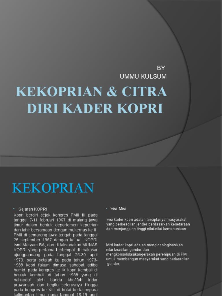 Sejarah dan Citra Diri Kader KOPRI | PDF
