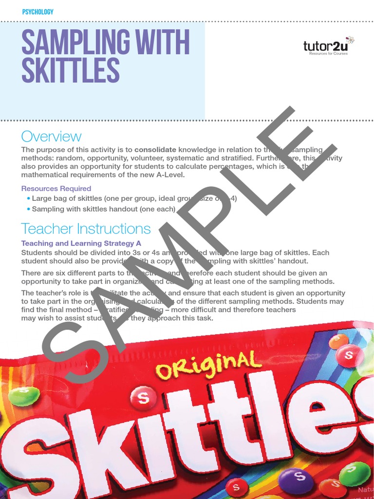 Sampling With Skittles: Sample | PDF | Sampling (Statistics) | Teachers