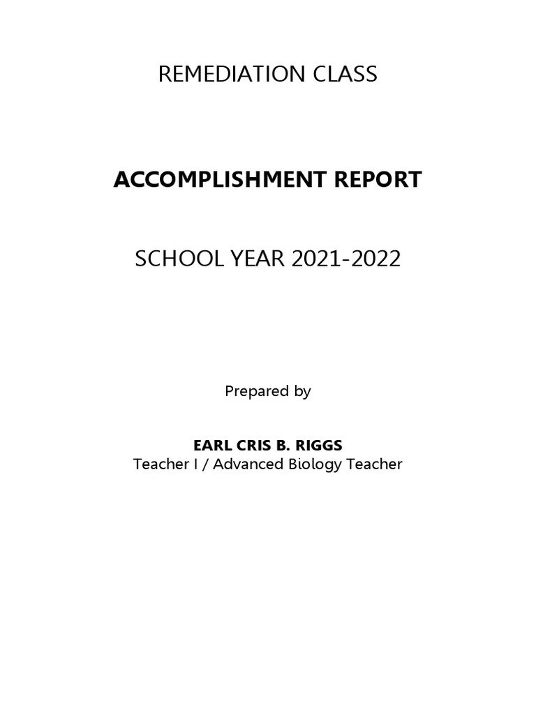 Remedial Class Accomplishment Report | PDF | Science & Mathematics