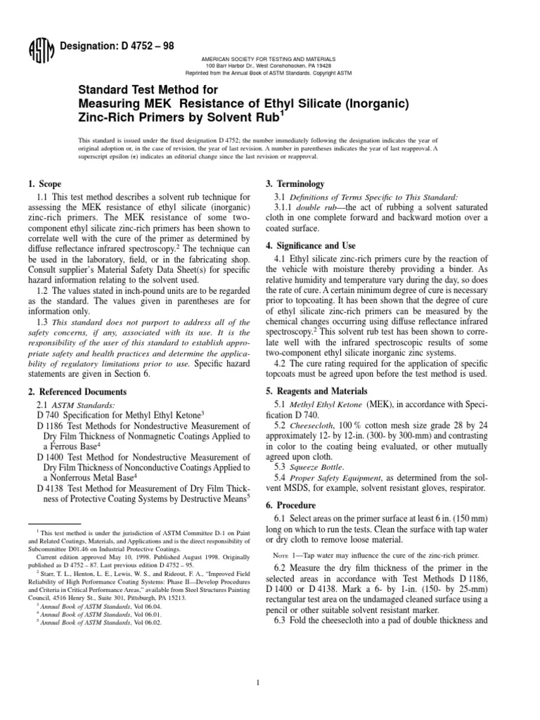 Astm d4752 Mek Rub Test Zinc Test | PDF | Nondestructive Testing ...