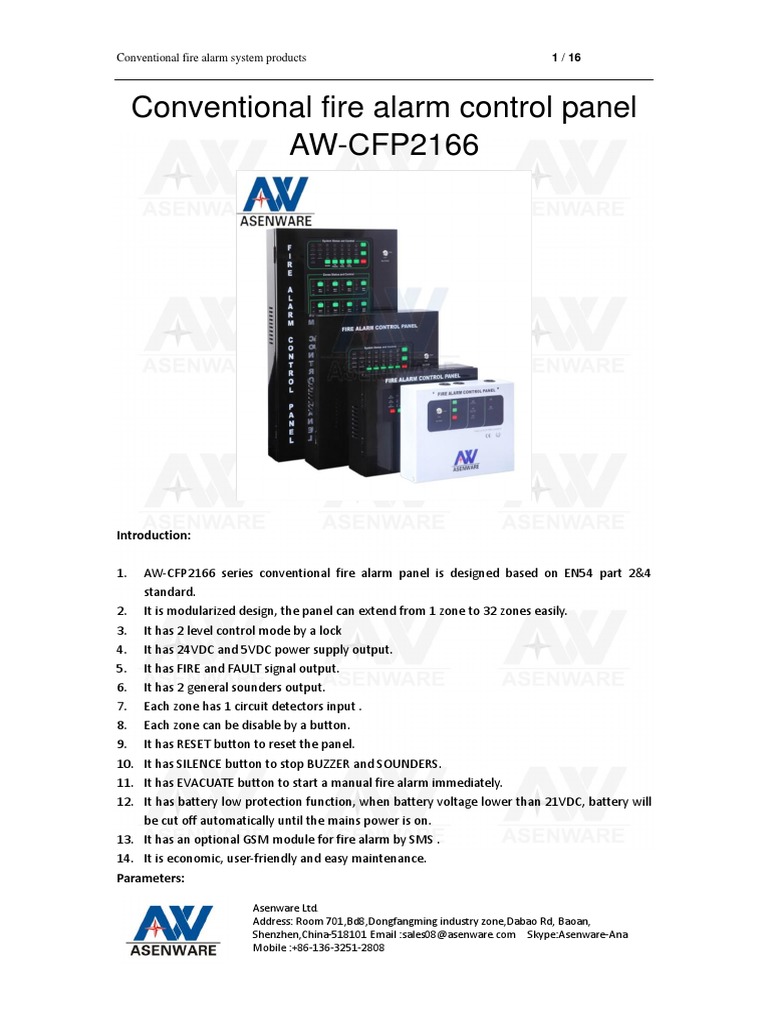 Documents - Pub - Conventional Fire Alarm Control Panel Aw Has An ...