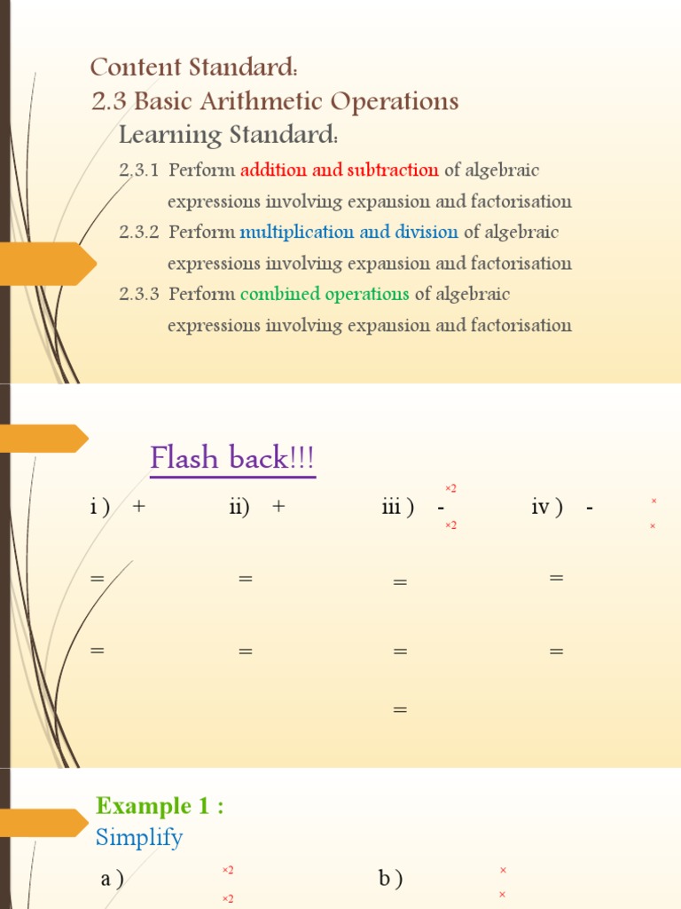 Content Standard: 2.3 Basic Arithmetic Operations | PDF