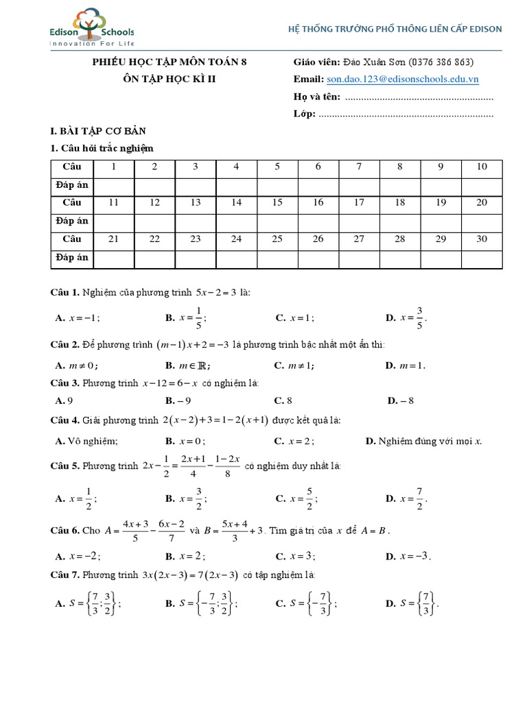 HDOT - Toán 8 - HKII - 21.22 | PDF