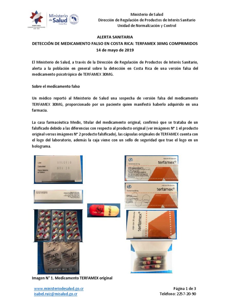 DRPIS Alerta Terfamex Firma Escaneada 14052019 | PDF | Medicamentos con ...