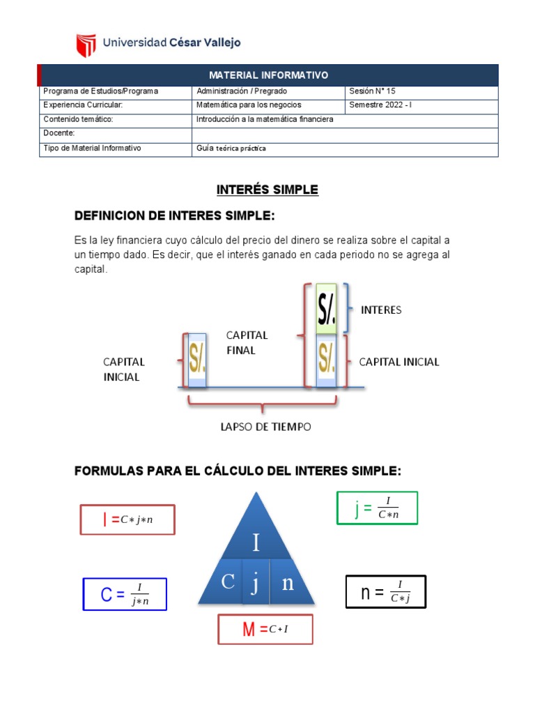 Guia 15 Interes Simple | PDF | Interés | Finanzas Matemáticas