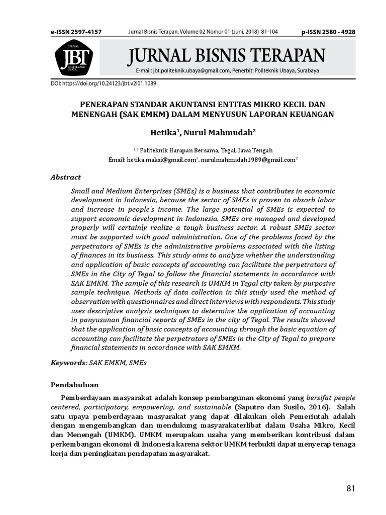 Jurnal Bisnis Terapan | PDF | Small And Medium Sized Enterprises | Companies