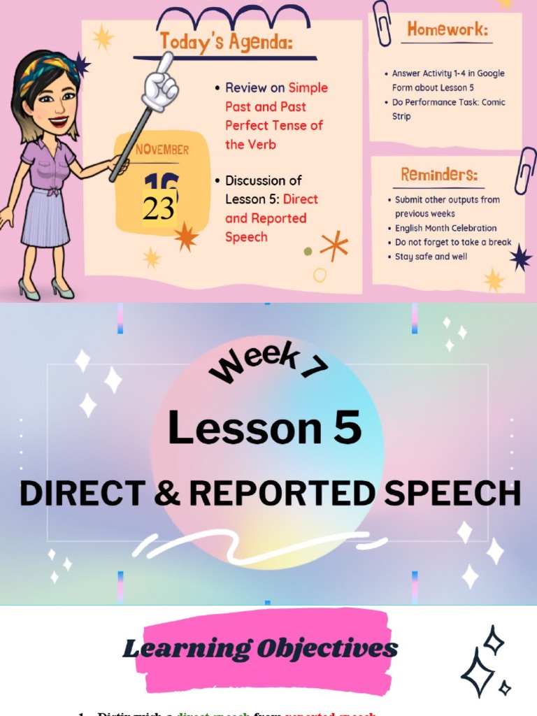 Direct & Reported Speech | PDF | Perfect (Grammar) | Verb