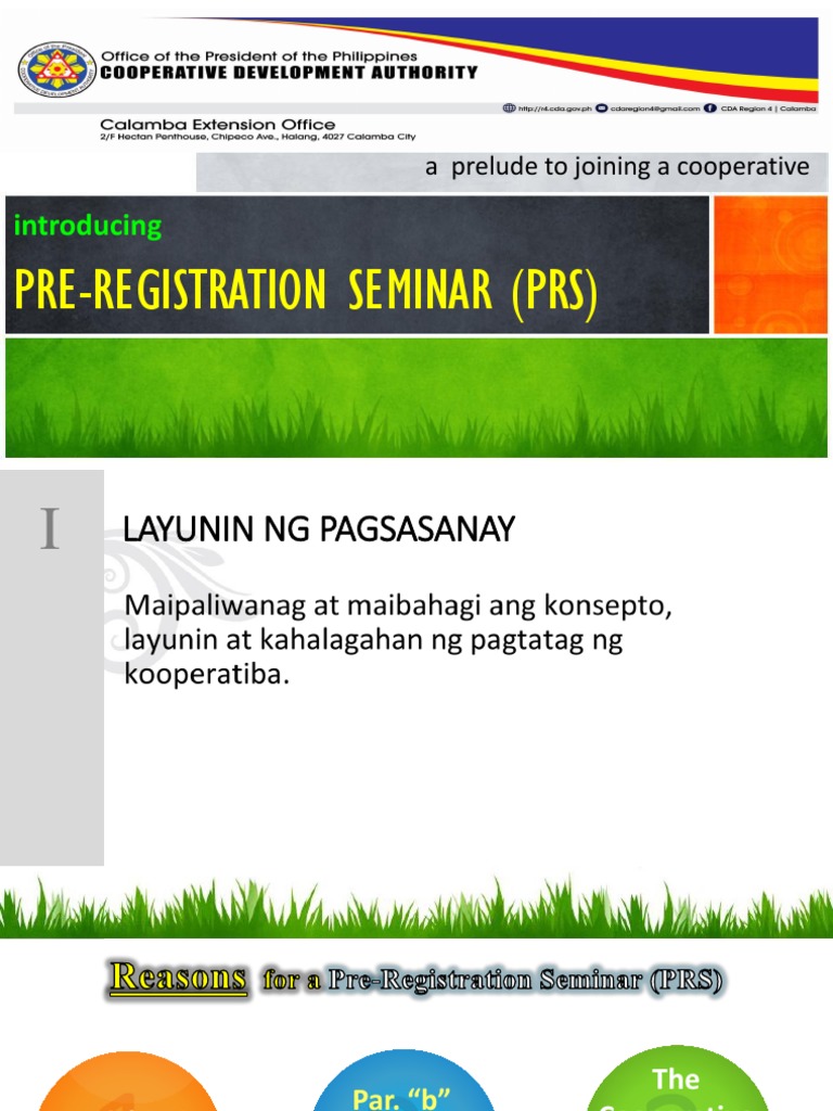 Introducing: Pre-Registration Seminar (PRS) | PDF | Cooperative | Dividend