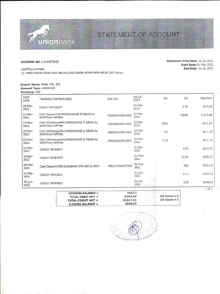 UBA BANK STATEMENT - Compressed | PDF