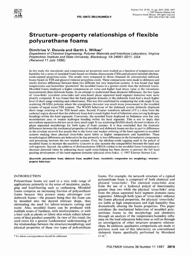 Structure-Property Relationships of Flexible Polyurethane Foams | PDF | Polyurethane | Materials ...