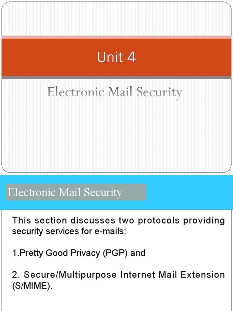 Unit 4 Electronic Mail Security | PDF | Cryptography | Encryption